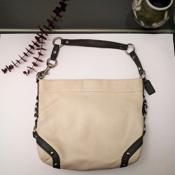 Coach | Bags | Coach Carly No M73f15251 Cream And Gray Pebbled Leather ...